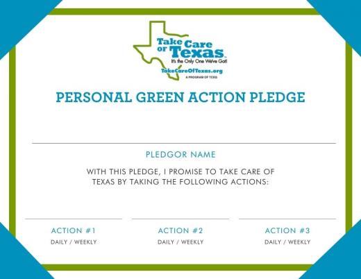 Green Action Pledge Certificate | Take Care of Texas