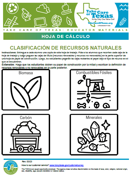 Clasificación de recursos naturales (Natural Resource Sort) | Take Care ...